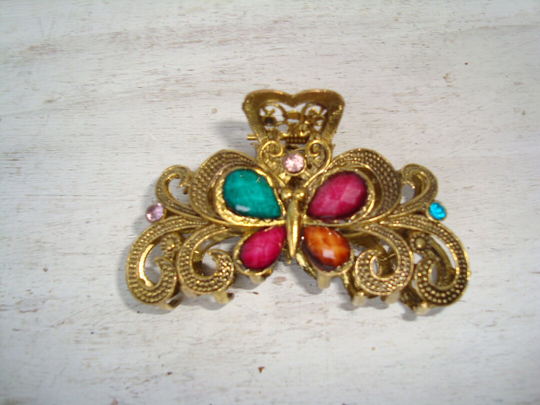 Hair Clip, Metal Hair Clip, Vintage Hair Clip, Jaw Claw Clip,old Clip ...