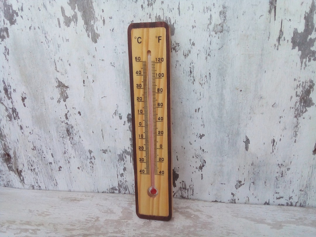 Vintage Thermometer - Wood Old Thermometer - Wooden Thermometer ...