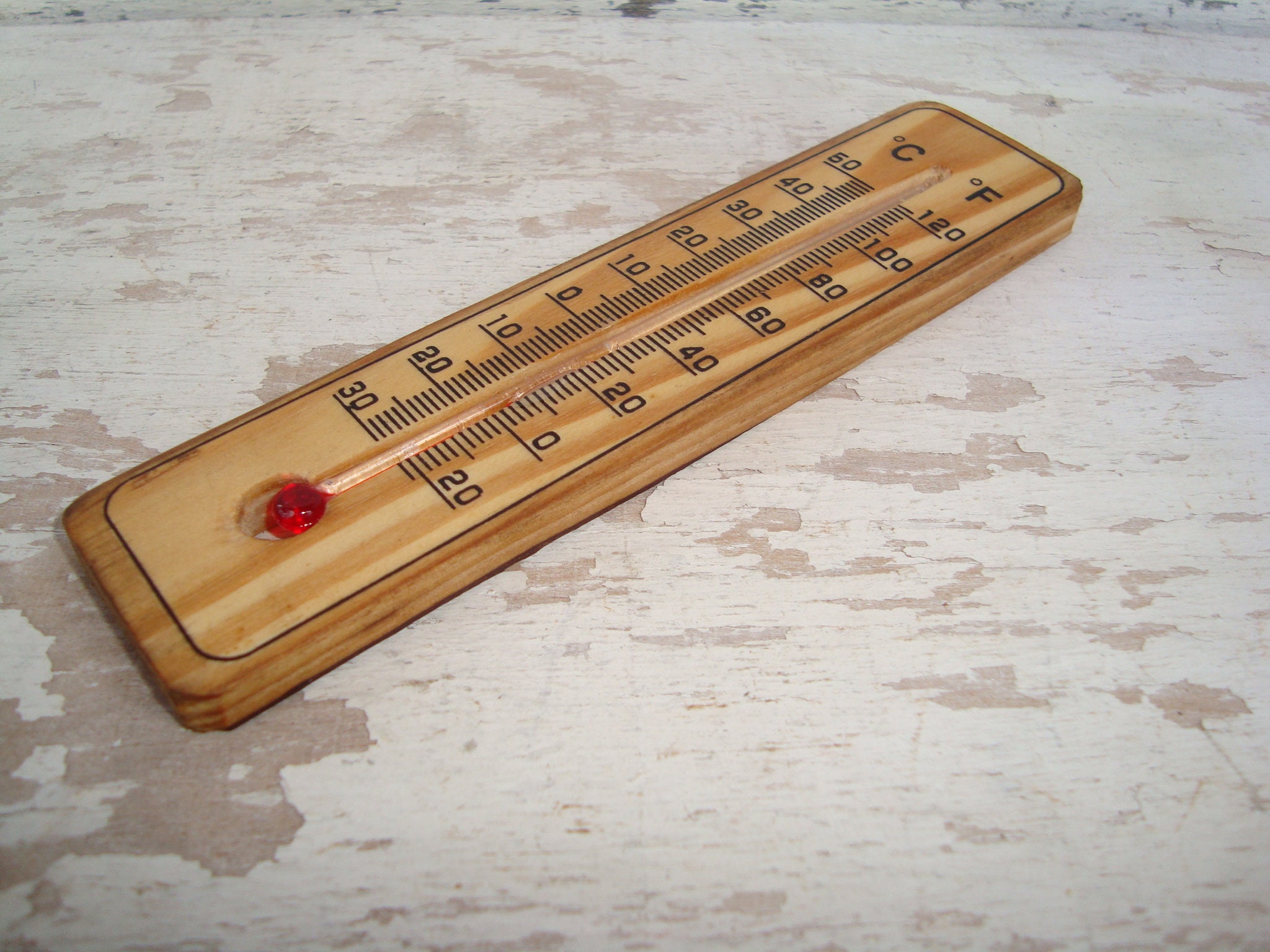 Vintage Thermometer Wood Old Thermometer Wooden - Etsy