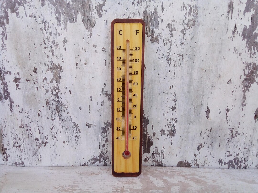 Vintage Thermometer - Wood Old Thermometer - Wooden Thermometer ...