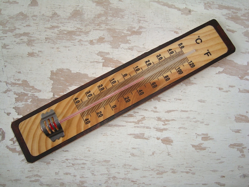 Vintage Thermometer - Wood Old Thermometer - Wooden Thermometer ...