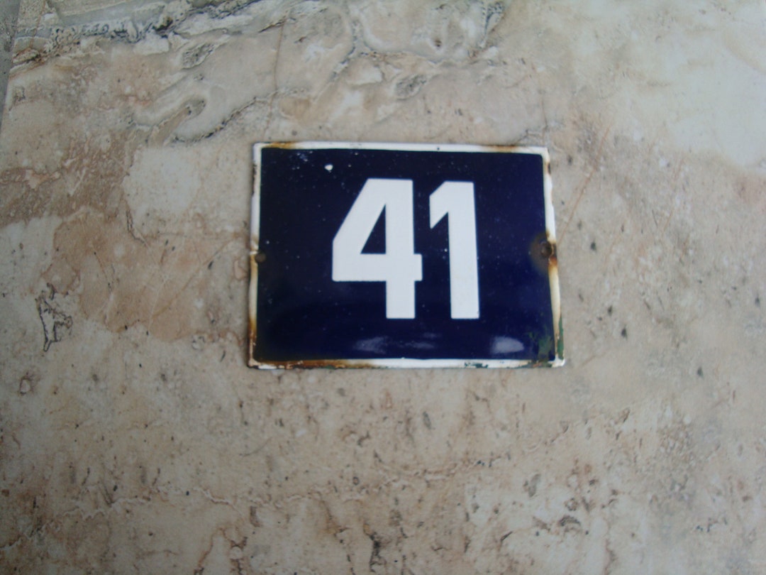 Vintage Enameled House Number - Street House Number 41- Door Gate Plate ...