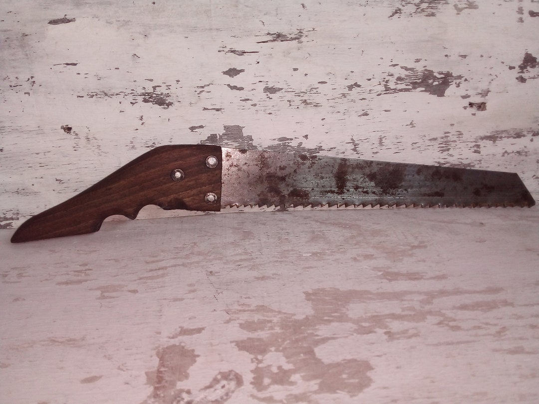 Vintage Hand Saw, Beautiful Rustic Wooden Handle Iron Saw, Primitive ...