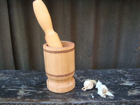 Wooden Pestle and Mortar Herb Grinder Spices Mixing | Etsy