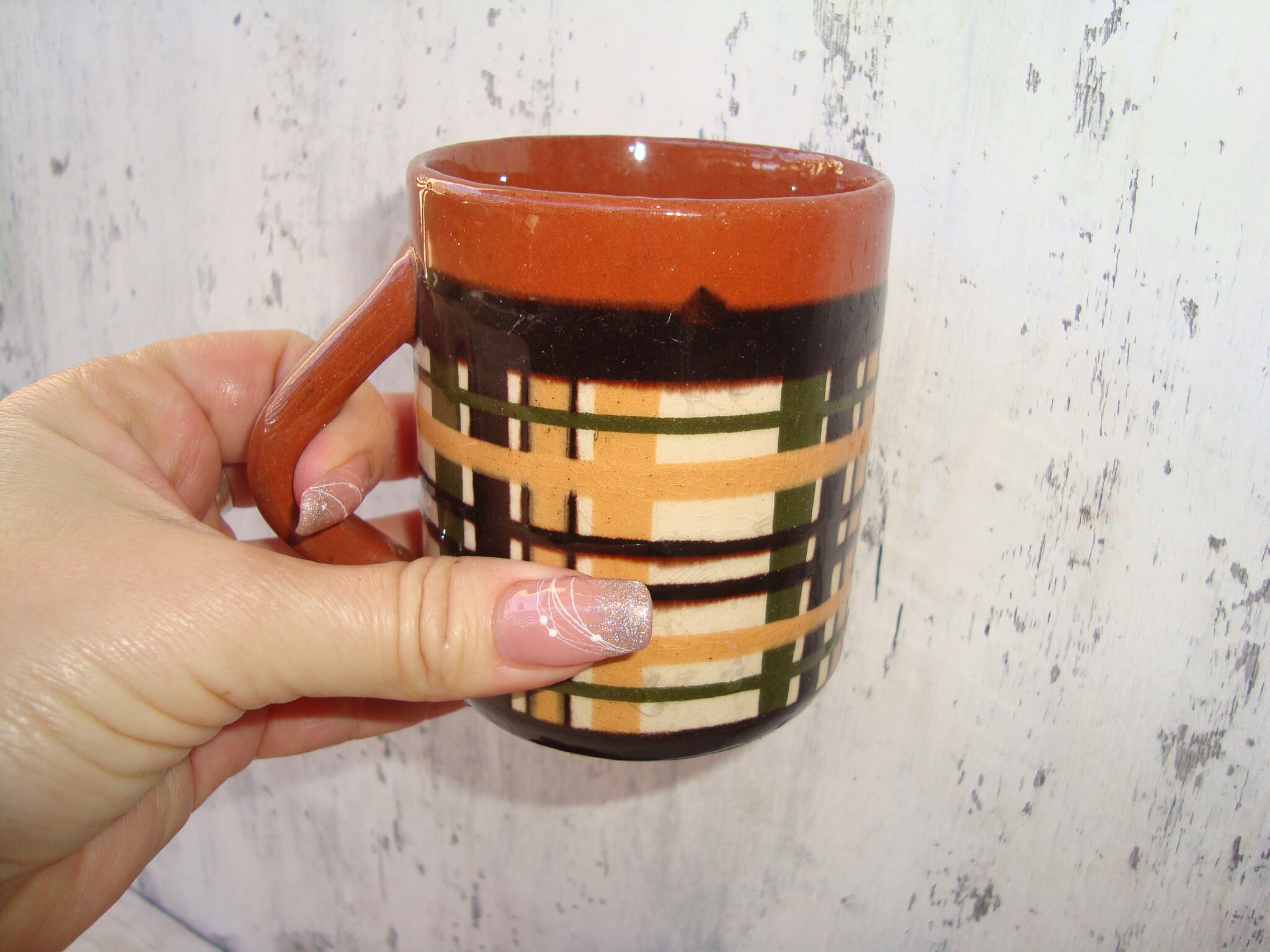 Vintage Art Bulgarian Troyan Pottery - Handmade Ceramic -coffee Cup ...