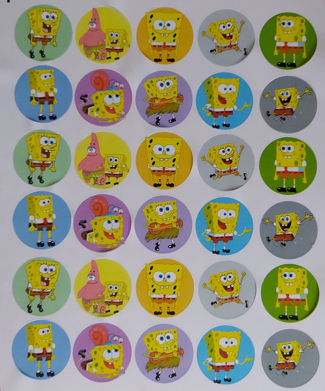 30 X 3.5cm Sponge Bob Edible Wafer Paper, Cup Cake Topper Pre Cut - Etsy