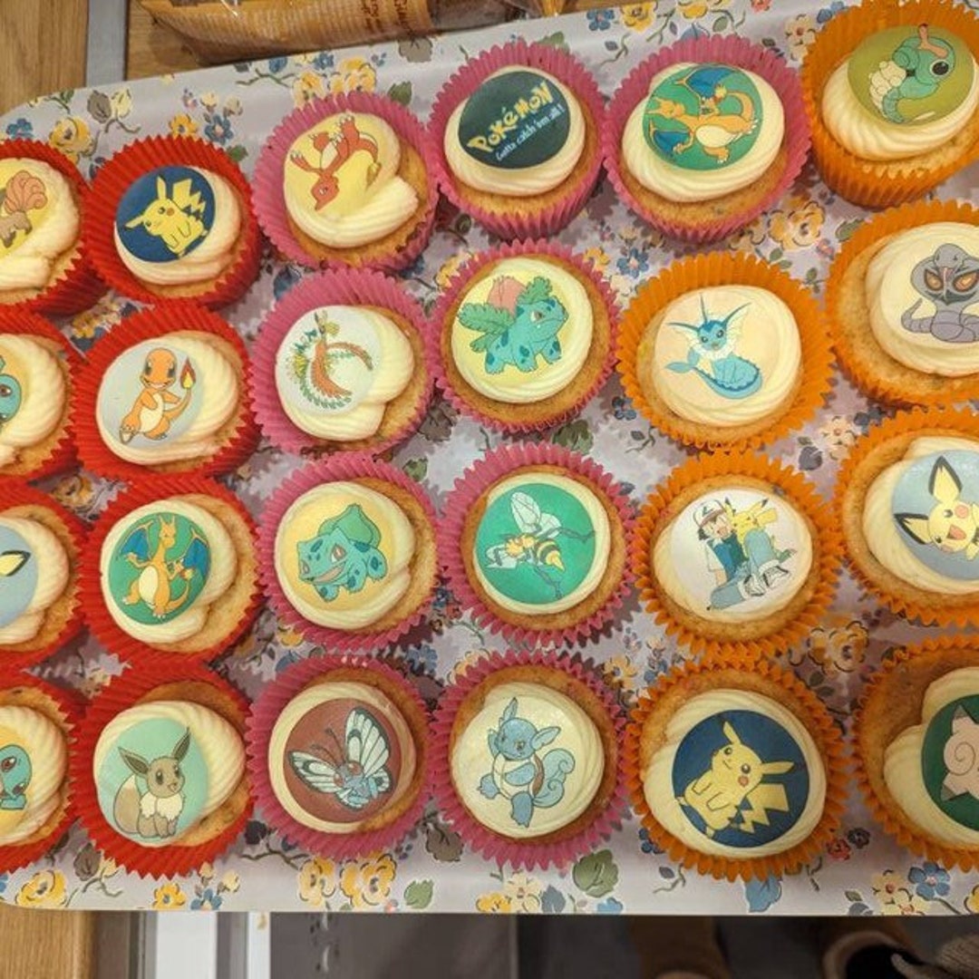20 Pokémon Wafer Paper Icing Paper Edible Cup Cake Toppers, High ...