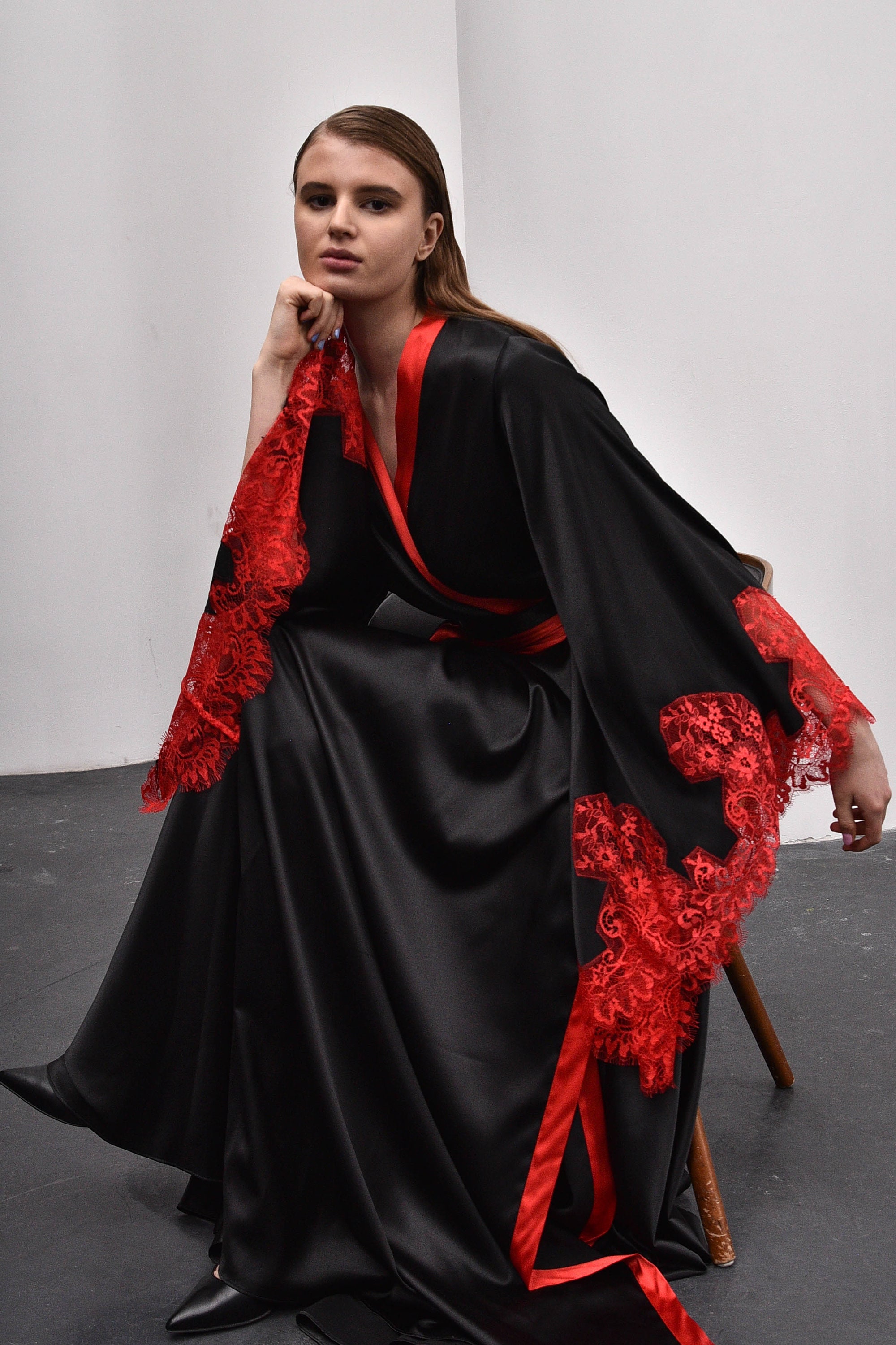 Boudoir Robe Burlesque Robe Long Satin Robe Old Hollywood | Etsy