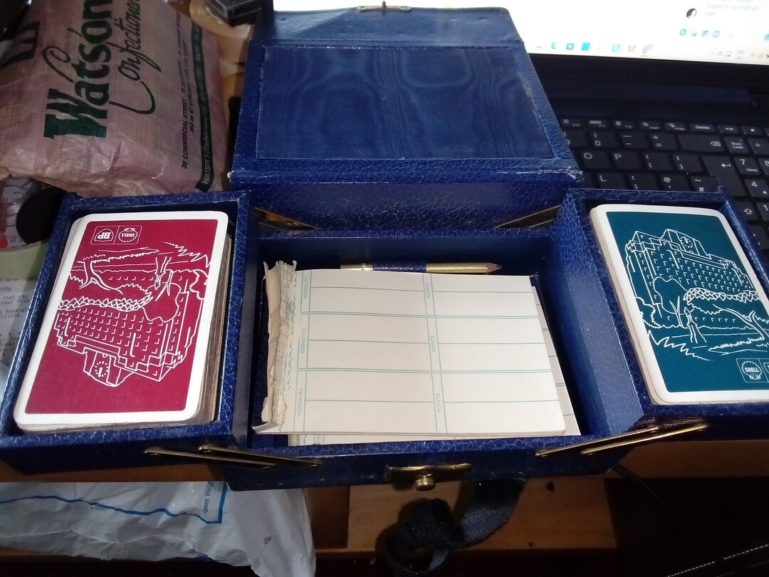 Vintage Double Deck of Shell BP Playing Cards in Case With Bridge Score ...