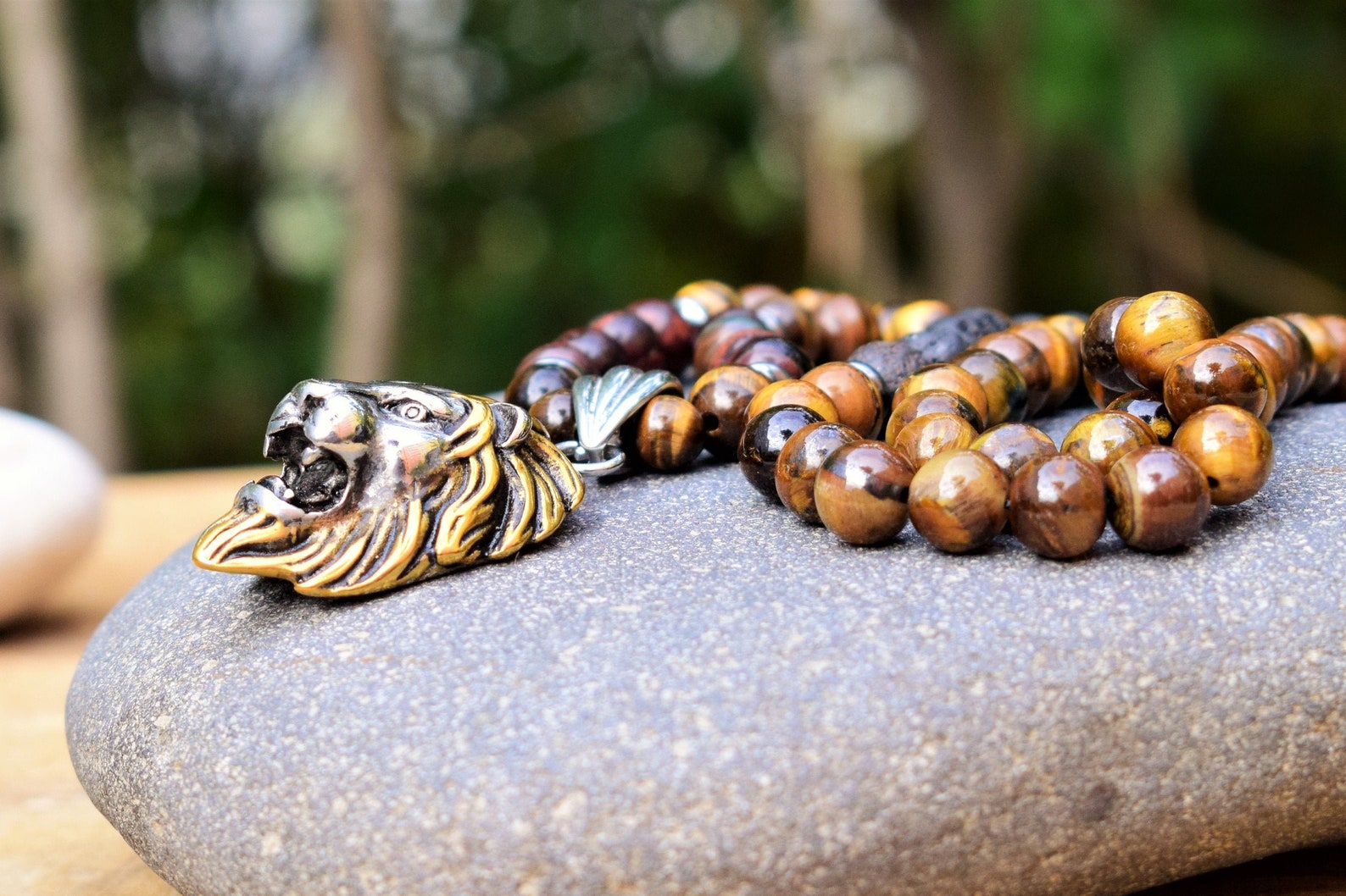 Lion Men's Necklace Protection Bead Necklace Healing - Etsy