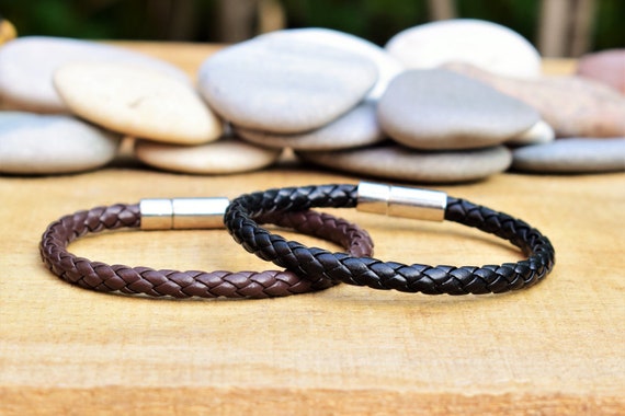 Couple Leather Bracelet for Boyfriend Men Women Black Brown - Etsy
