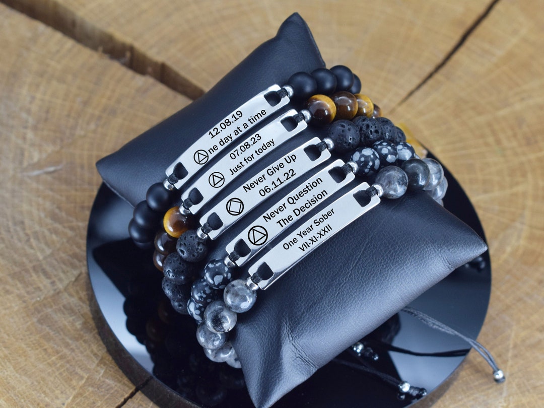 Sobriety Gift for Men Women Recovery Gifts Mens Sobriety Bracelet Sober ...