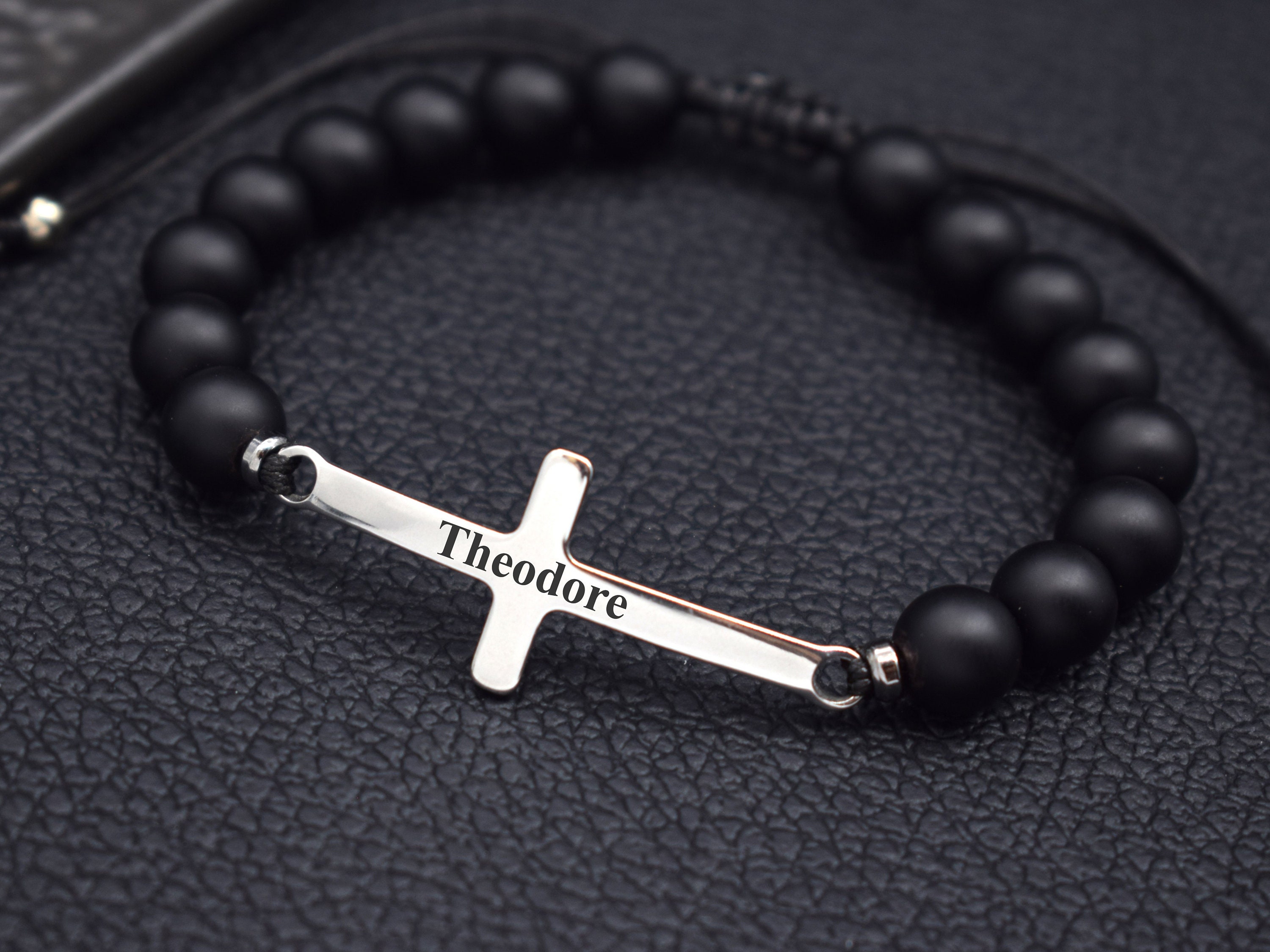Cross Bracelet Men Custom Bible Verse Bracelet Faith Cross Beaded ...