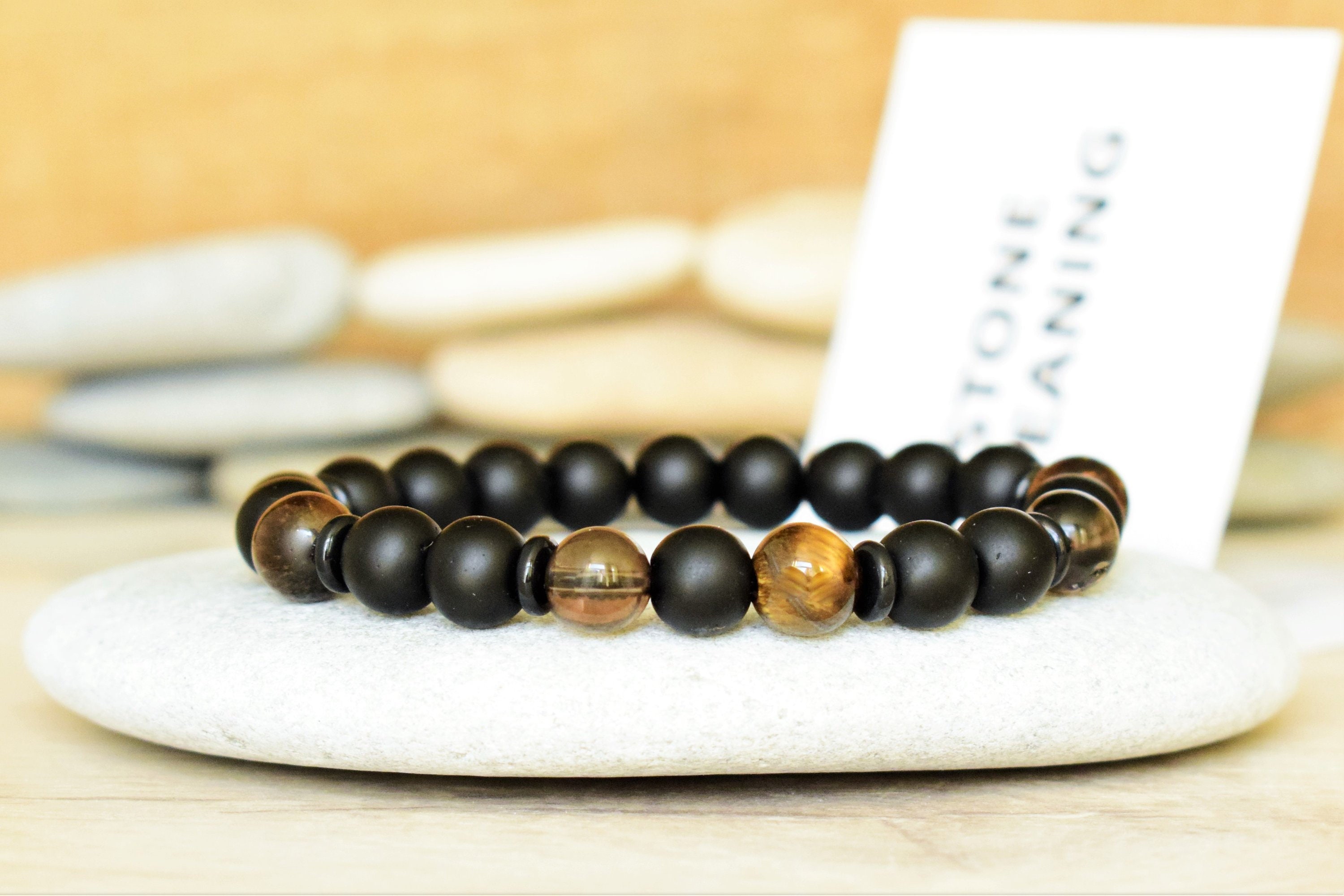 Mens Protection Bracelet for Men Tigers Eye Bracelet Smoky | Etsy