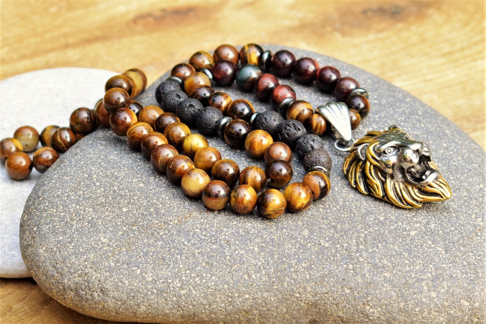 Lion Men's Necklace Protection Bead Necklace Healing - Etsy