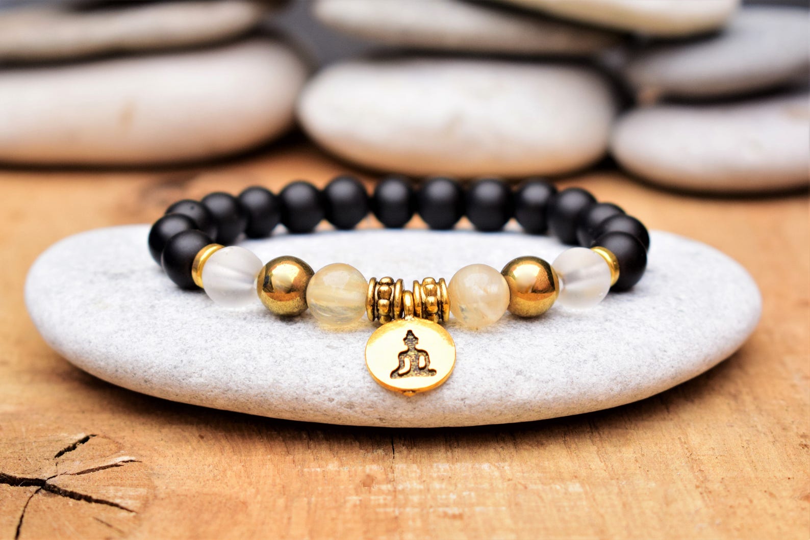 Zen Bracelet for Men Women Gold Buddha Bracelet Buddha Charm Wrist Mala ...