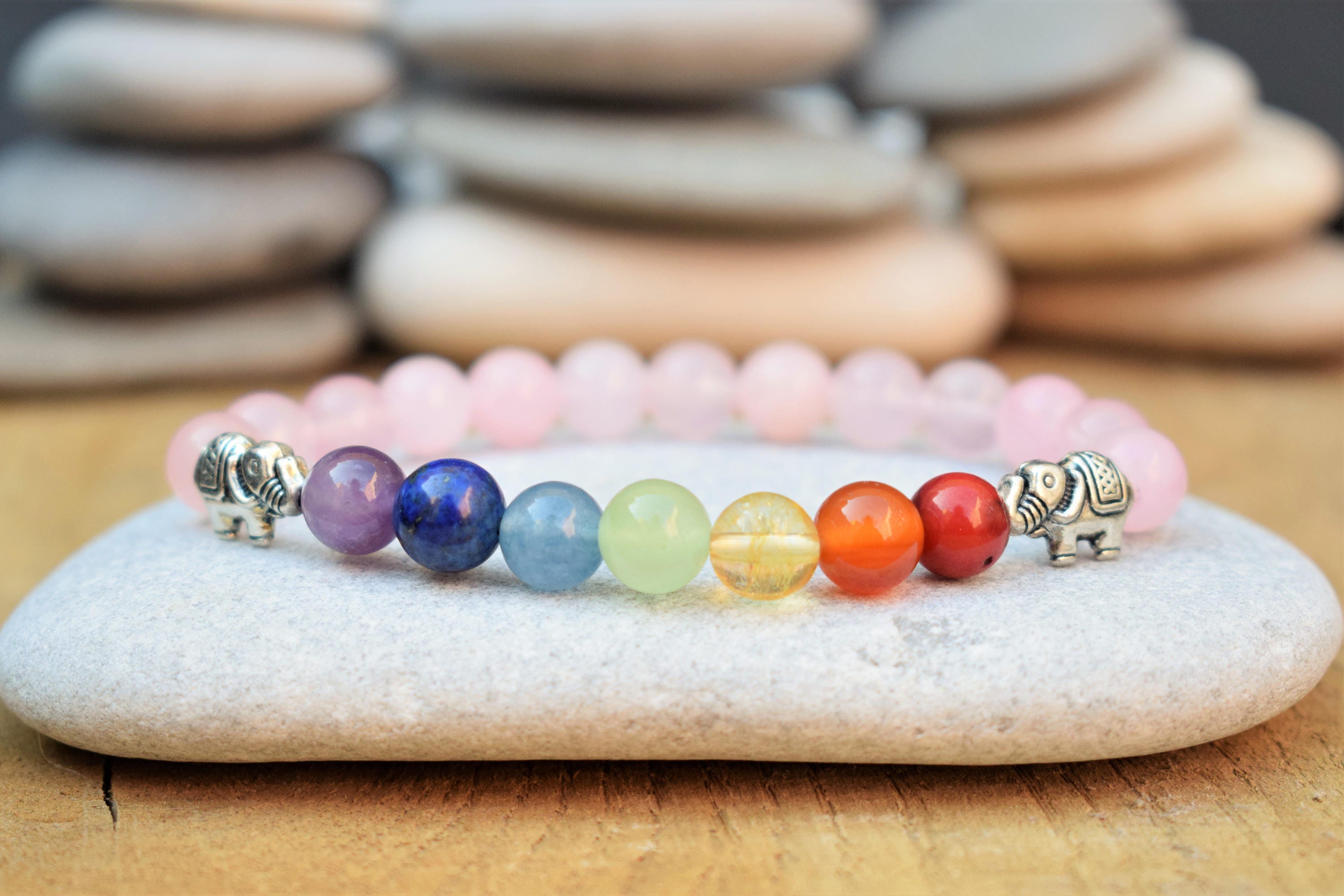 7 Chakra Bracelet Women With Natural Crystal Healing - Etsy