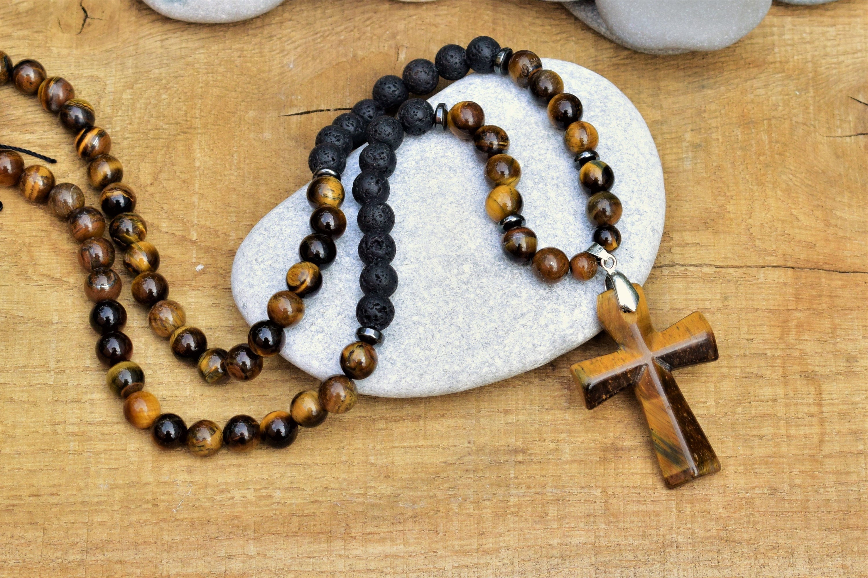 Tigers eye necklace cross necklace mens cross necklace jewelry | Etsy