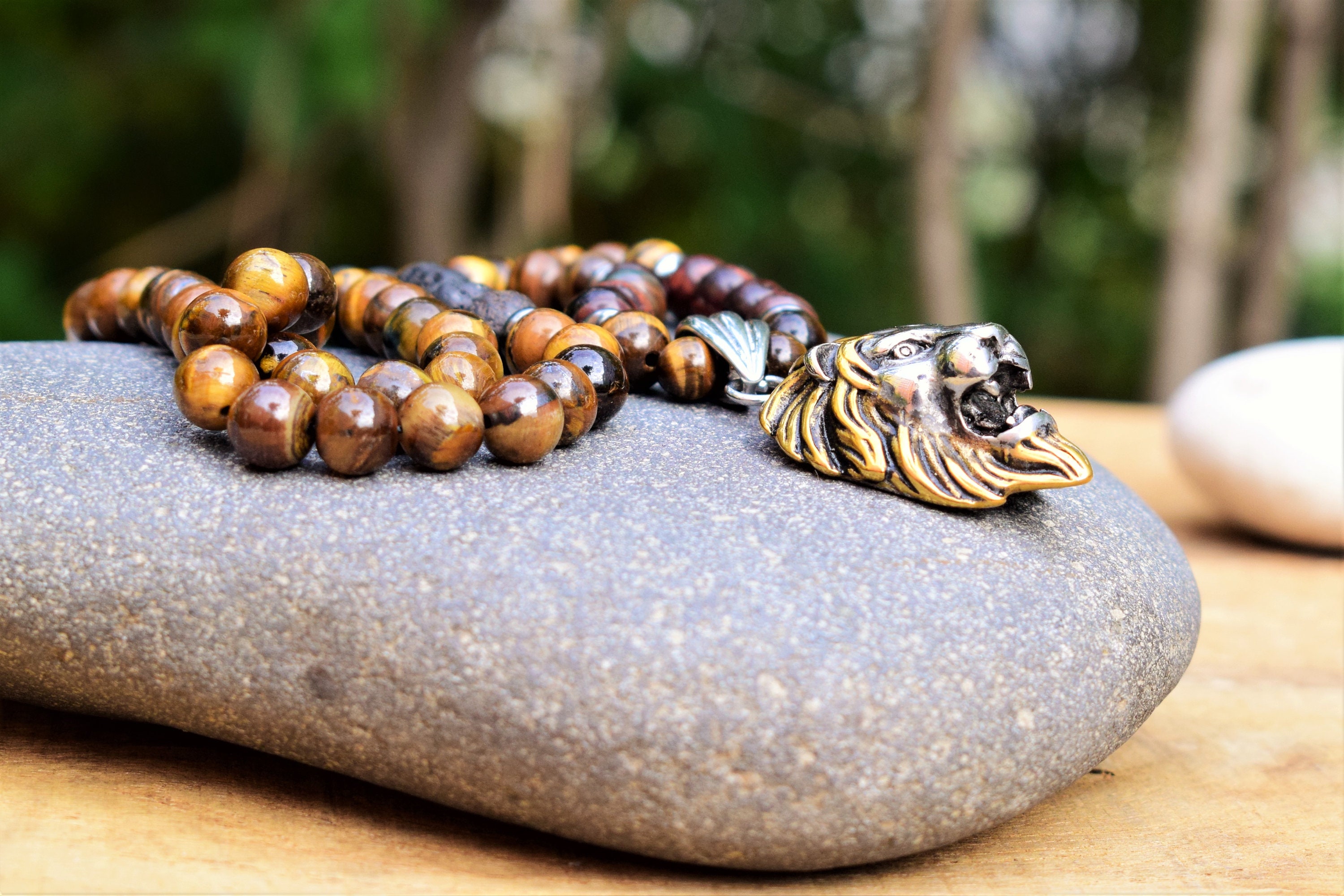 Lion Men's Necklace Protection Bead Necklace Healing - Etsy