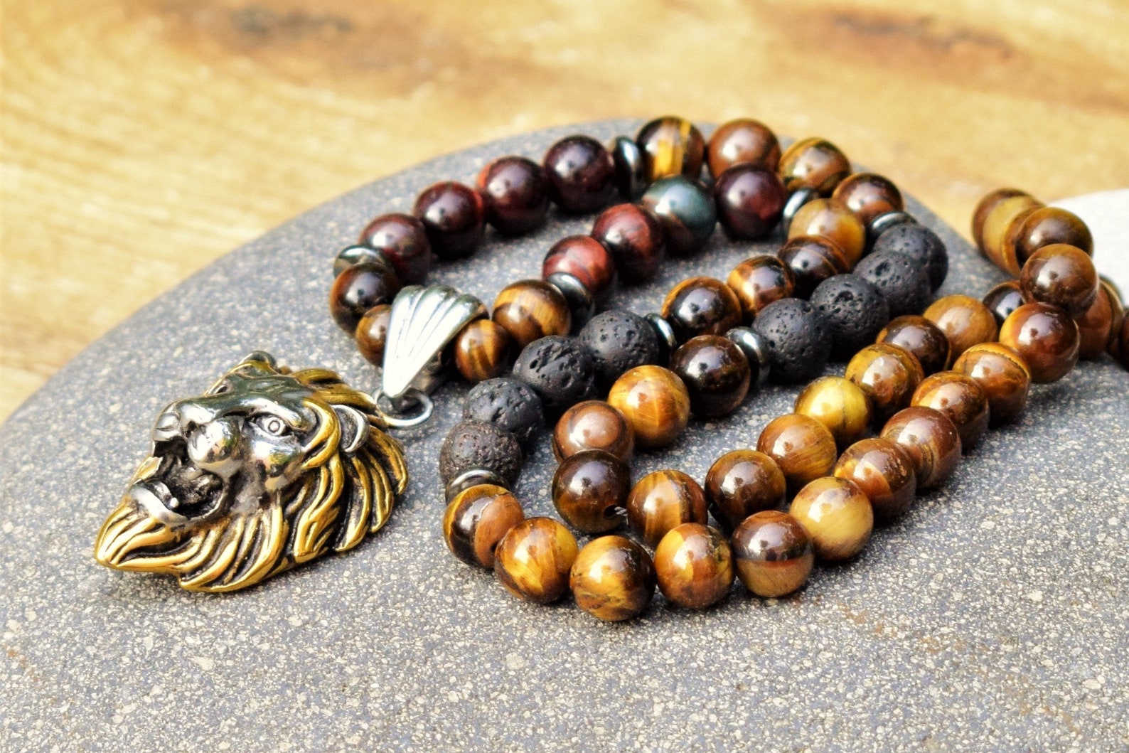 Lion Men's Necklace Protection Bead Necklace Healing - Etsy