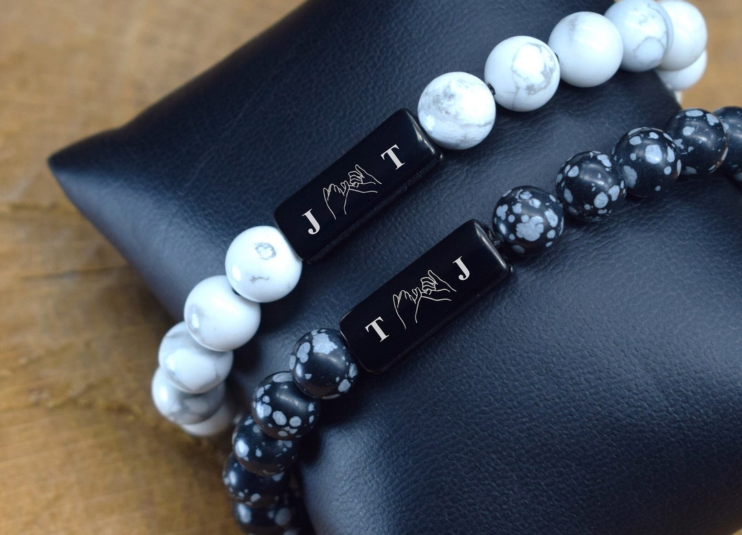 Custom Couples Bracelet Pinky Promise Initials Name Personalized ...