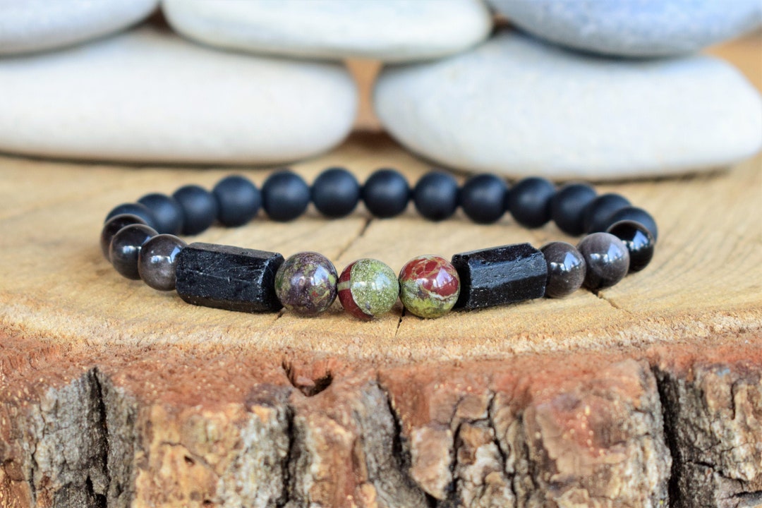 Rohe schwarze Turmalin Armband Kristall schwarz Turmalin - Etsy.de
