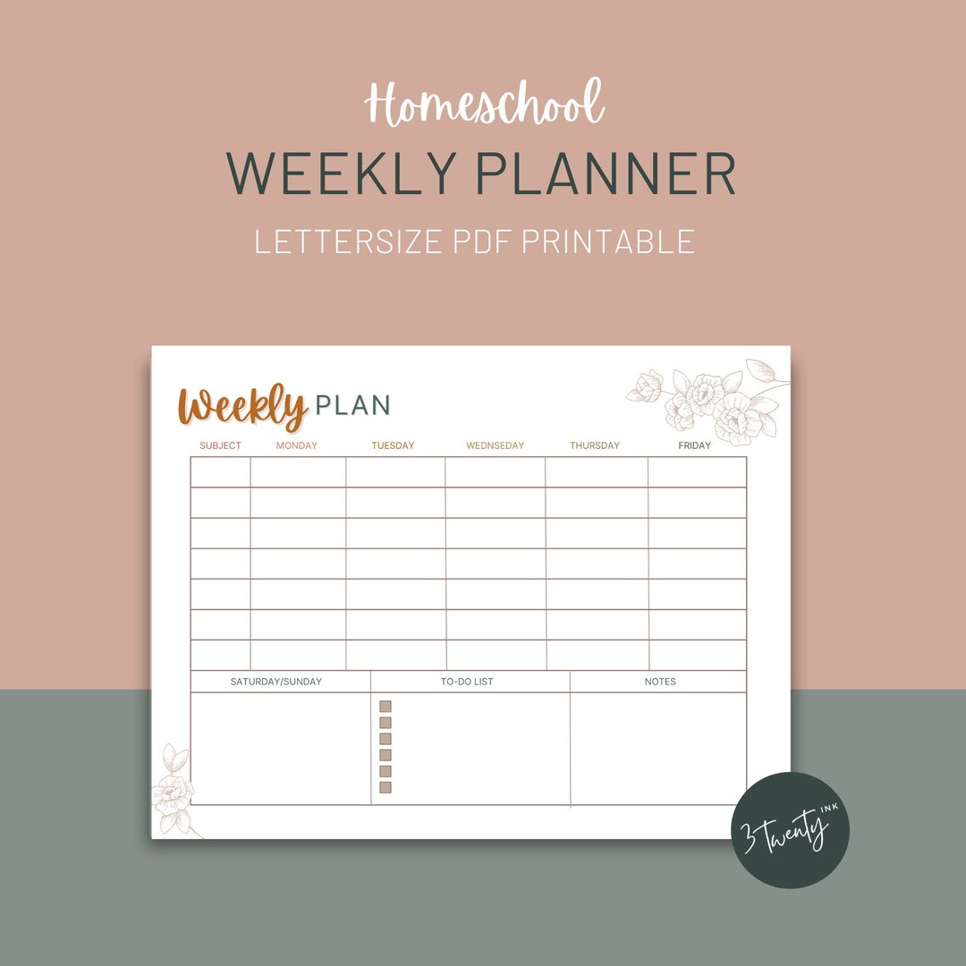 Homeschool Weekly Planner Printable Botanical Landscape Lettersize - Etsy