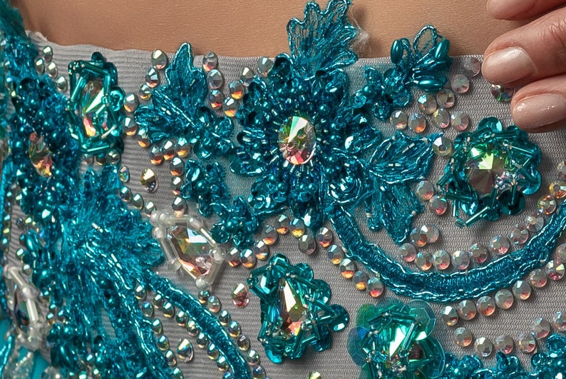 Traje de baile del vientre encaje azul | Etsy