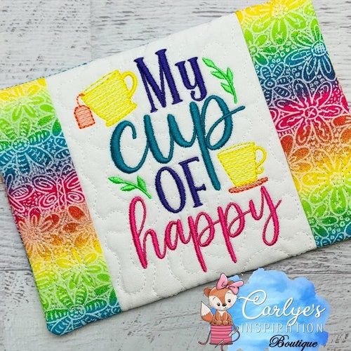 In the Hoop Coffee Cup Mug Rug Embroidery Design - Etsy