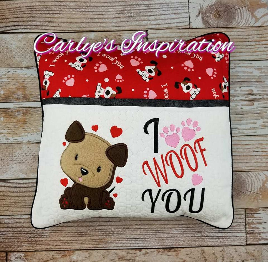I Woof You Wording Storybook Pillow Design 5x7 Design - Etsy
