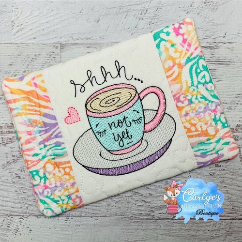 In the Hoop Coffee Cup Mug Rug Embroidery Design - Etsy
