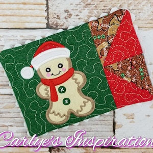 Gingerbread Man in the Hoop Mug Rug Design - 5x7 Design - Embroidery ...