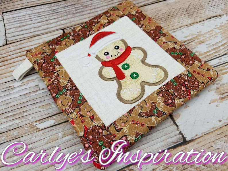 Gingerbread Man ITH Potholder Design 6x10 AND 8x10 Design | Etsy