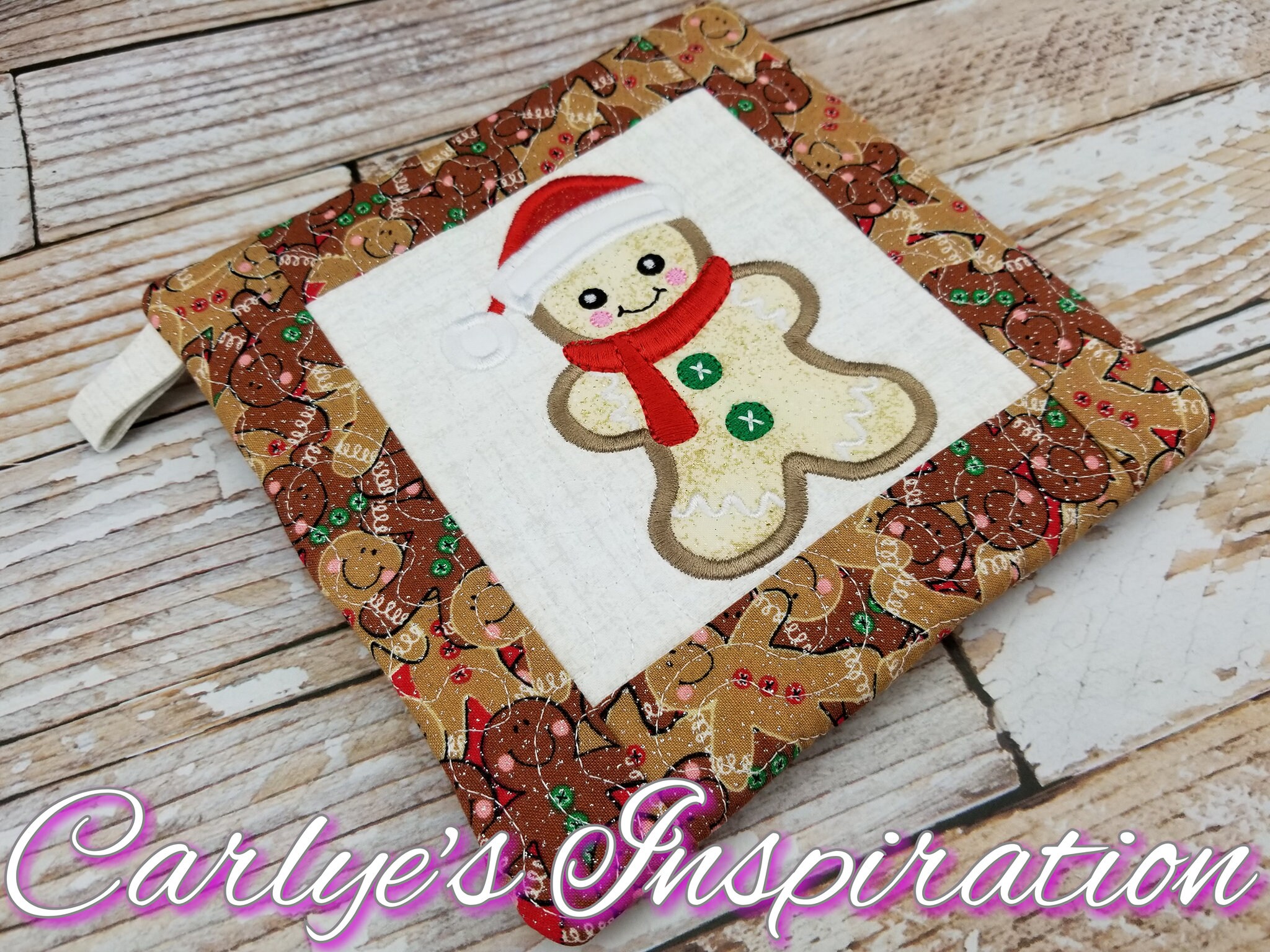 Gingerbread Man ITH Potholder Design- 6x10 AND 8x10 Design - Embroidery ...