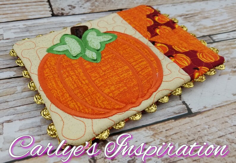 Pumpkin in the Hoop Mug Rug Design - 5x7 Design - Embroidery - Fall ...