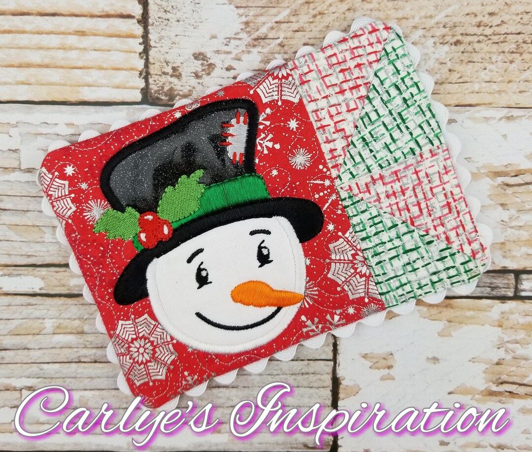 Snowman in the Hoop Mug Rug Design - 5x7 Design - Embroidery ...