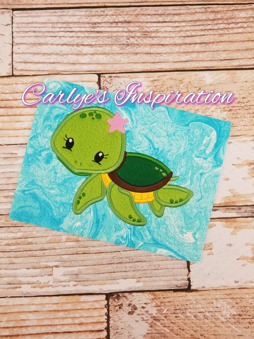 Girl Turtle Applique Embroidery Design - 5x7 Design - Embroidery ...