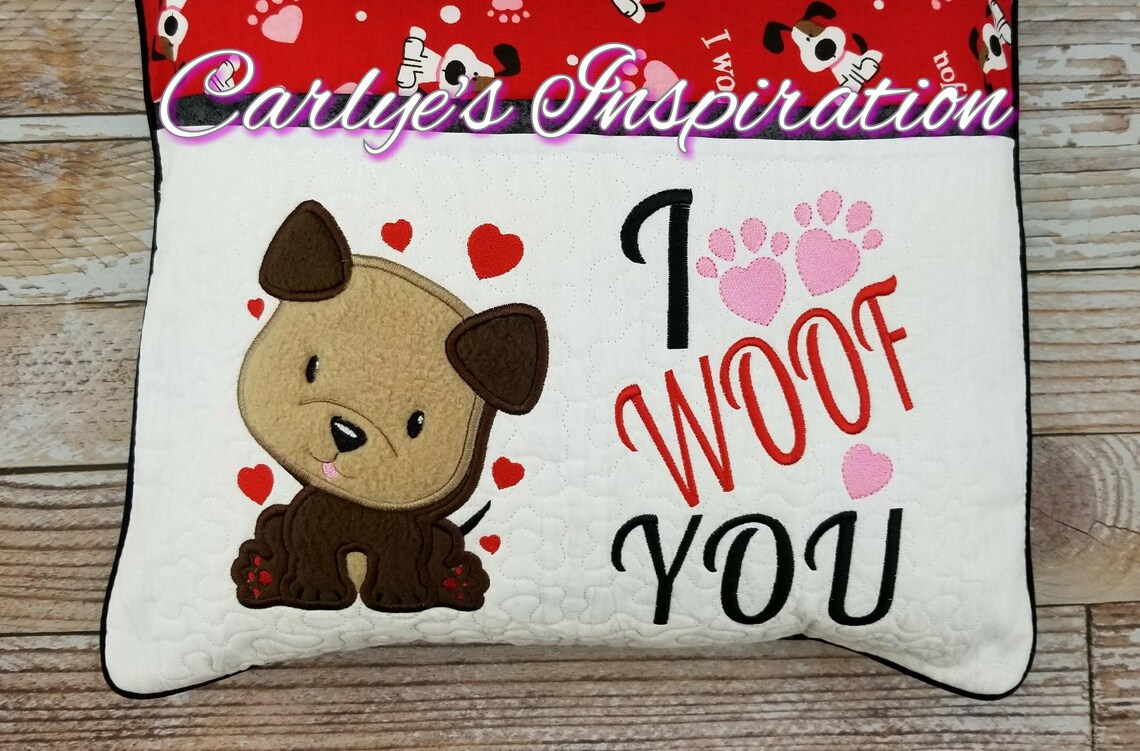 I Woof You Wording Storybook Pillow Design - 5x7 Design - WORDING ONLY ...