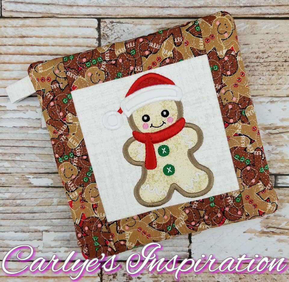 Gingerbread Man ITH Potholder Design 6x10 AND 8x10 Design | Etsy