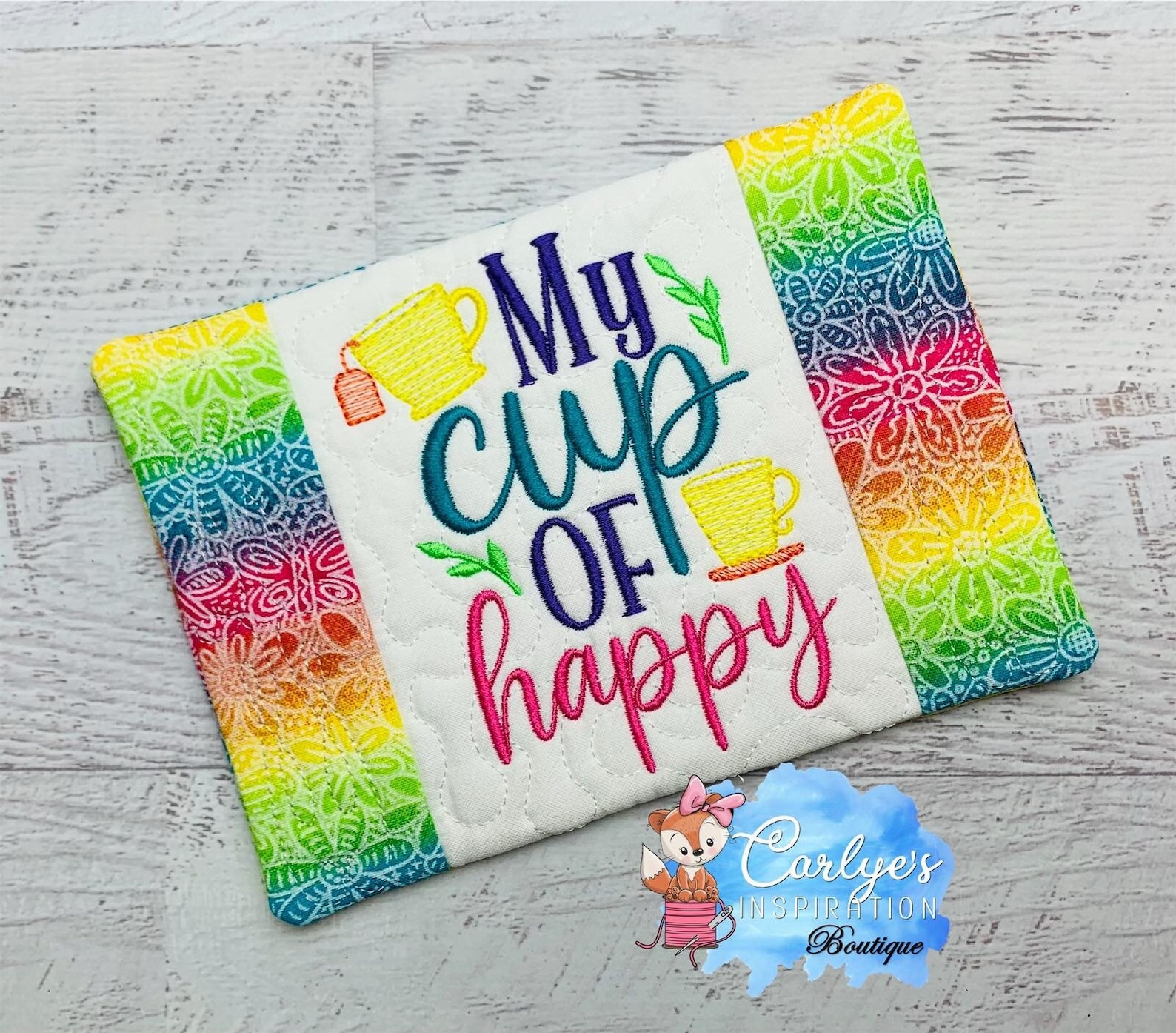 My Cup of Happy COMPLETELY in the Hoop Mug Rug Design Tea - Etsy