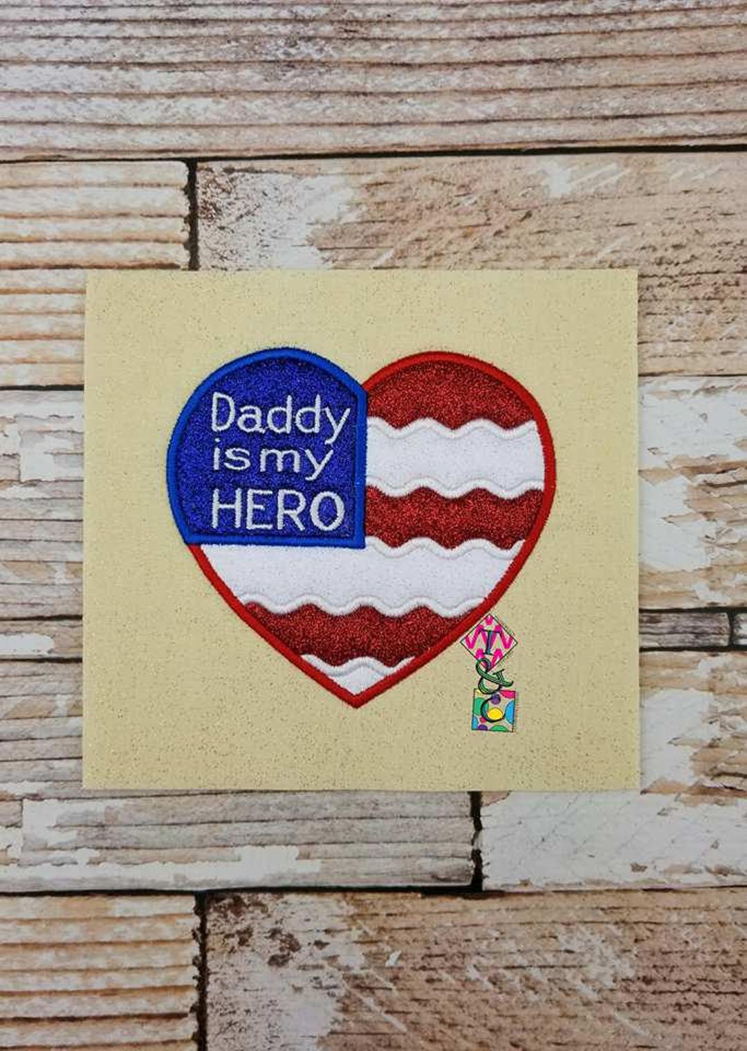 Military Daddy Heart Applique Design - 5x7 - Military - Heart ...