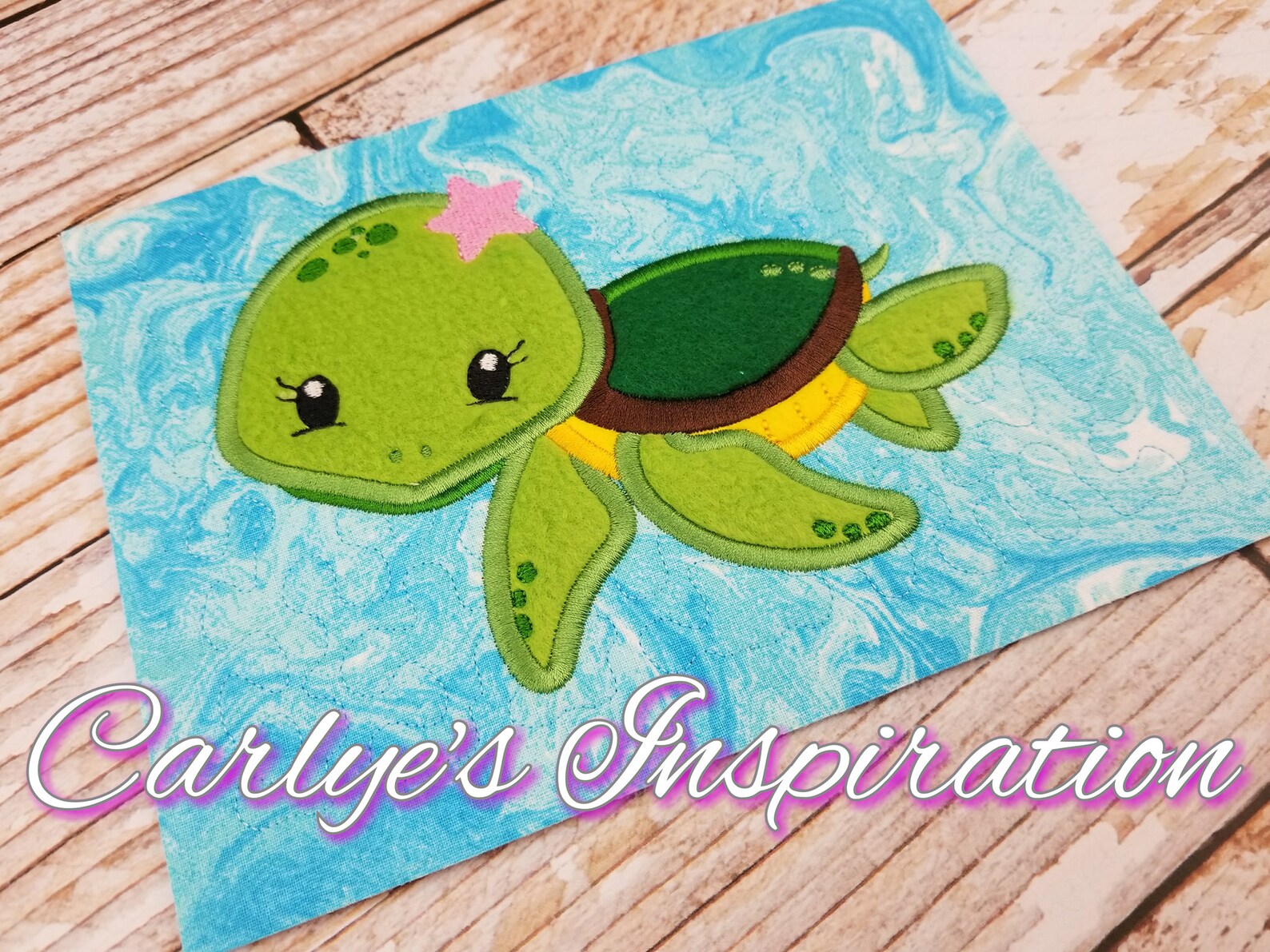 Girl Turtle Applique Embroidery Design - 5x7 Design - Embroidery ...