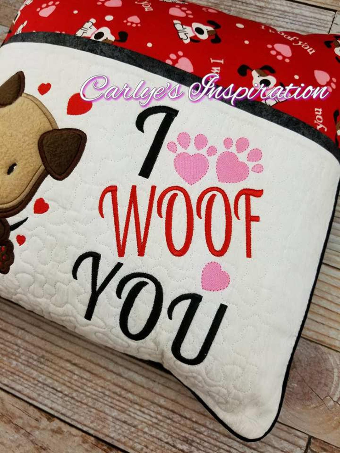 I Woof You Wording Storybook Pillow Design - 5x7 Design - WORDING ONLY ...