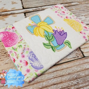 Cross COMPLETELY in the Hoop Mug Rug Design - 5x7 & 6x10 - Embroidery ...