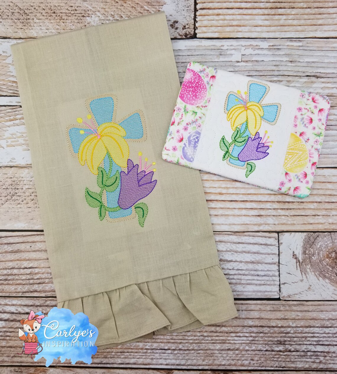 Cross COMPLETELY in the Hoop Mug Rug Design 5x7 & 6x10 - Etsy