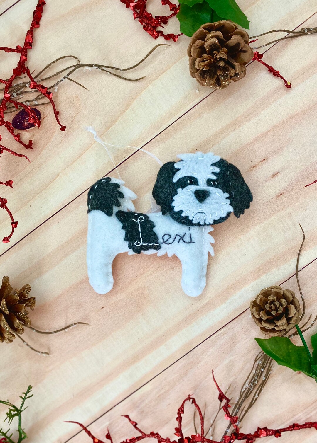 Custom Felt Shihtzu Ornament, Christmas Ornament, Pet Ornament, Shitzu ...