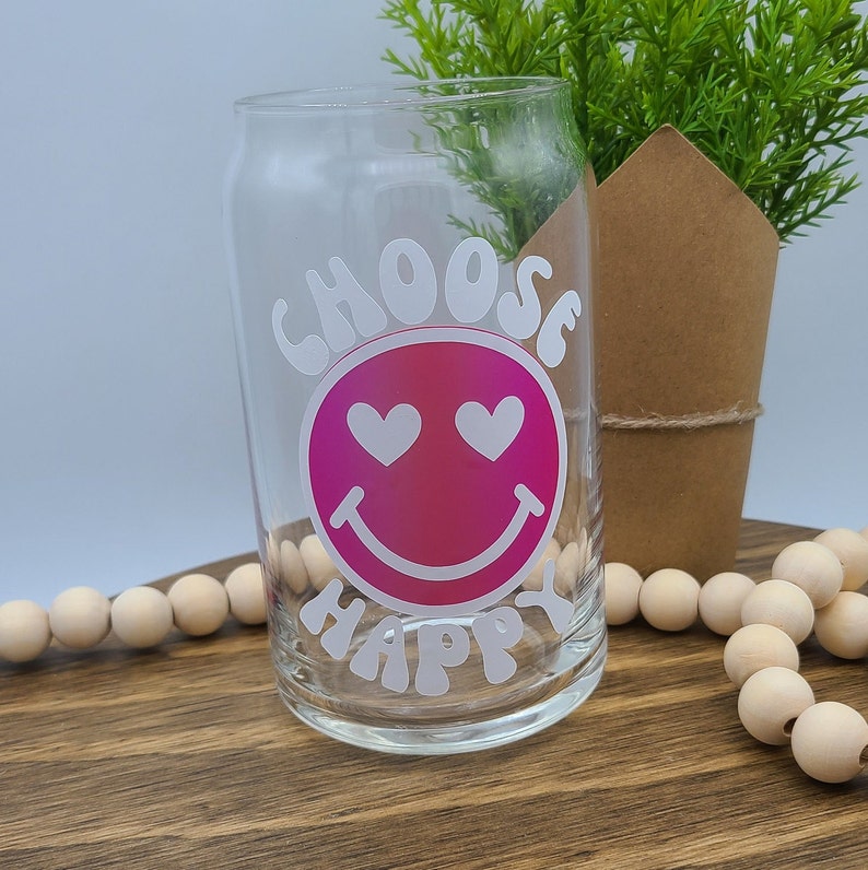 Happy Beer Can Glass. Smile. Happy Face. Custom Glass. Iced Coffee ...