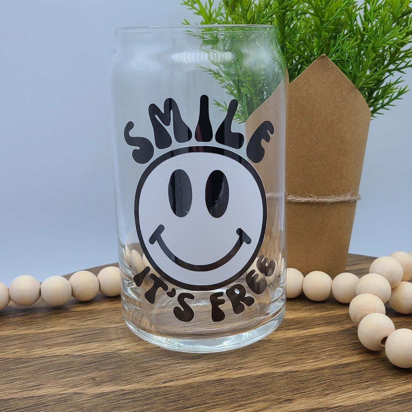 Happy Beer Can Glass. Smile. Happy Face. Custom Glass. Iced Coffee ...