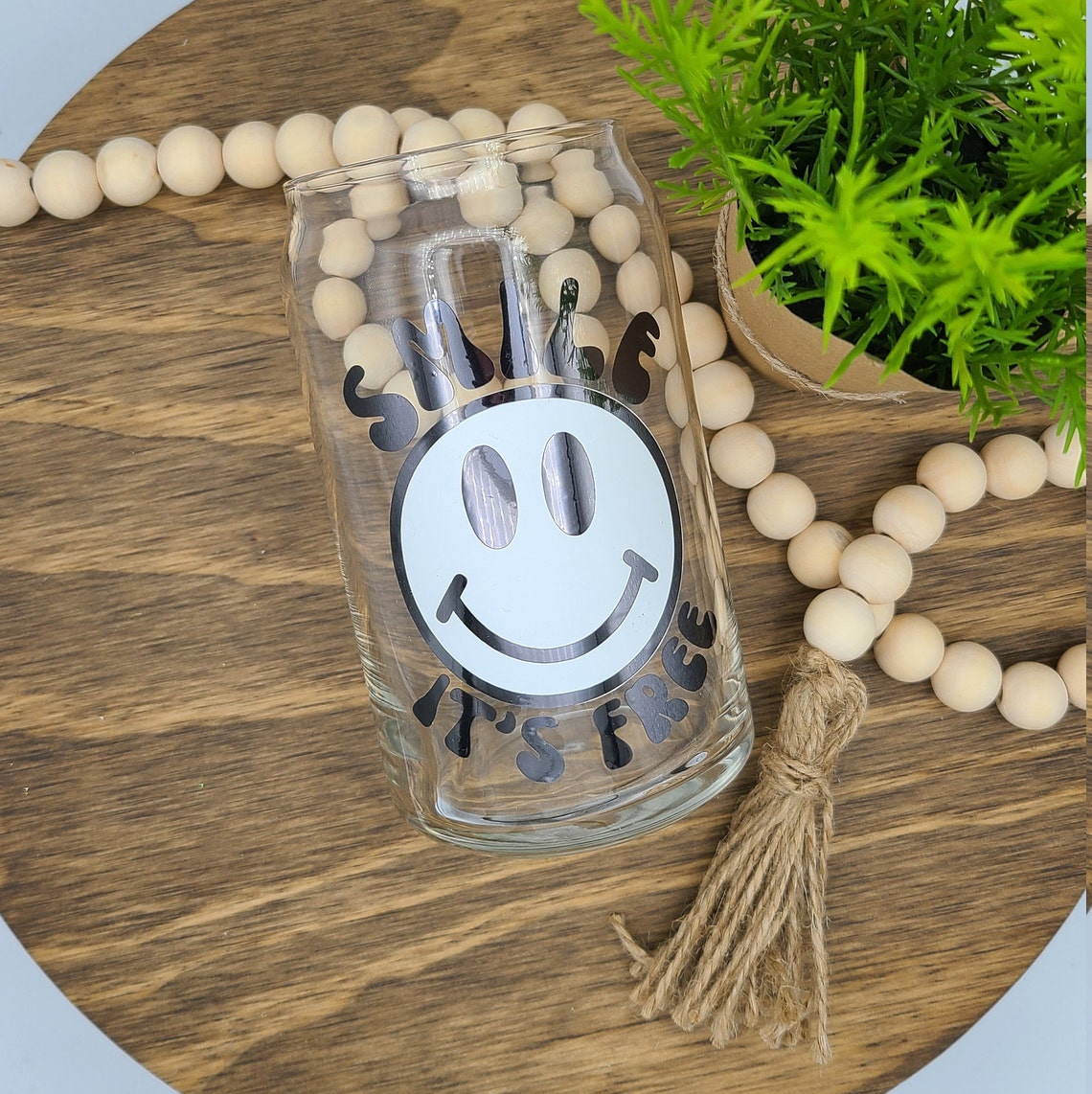 Happy Beer Can Glass. Smile. Happy Face. Custom Glass. Iced Coffee ...