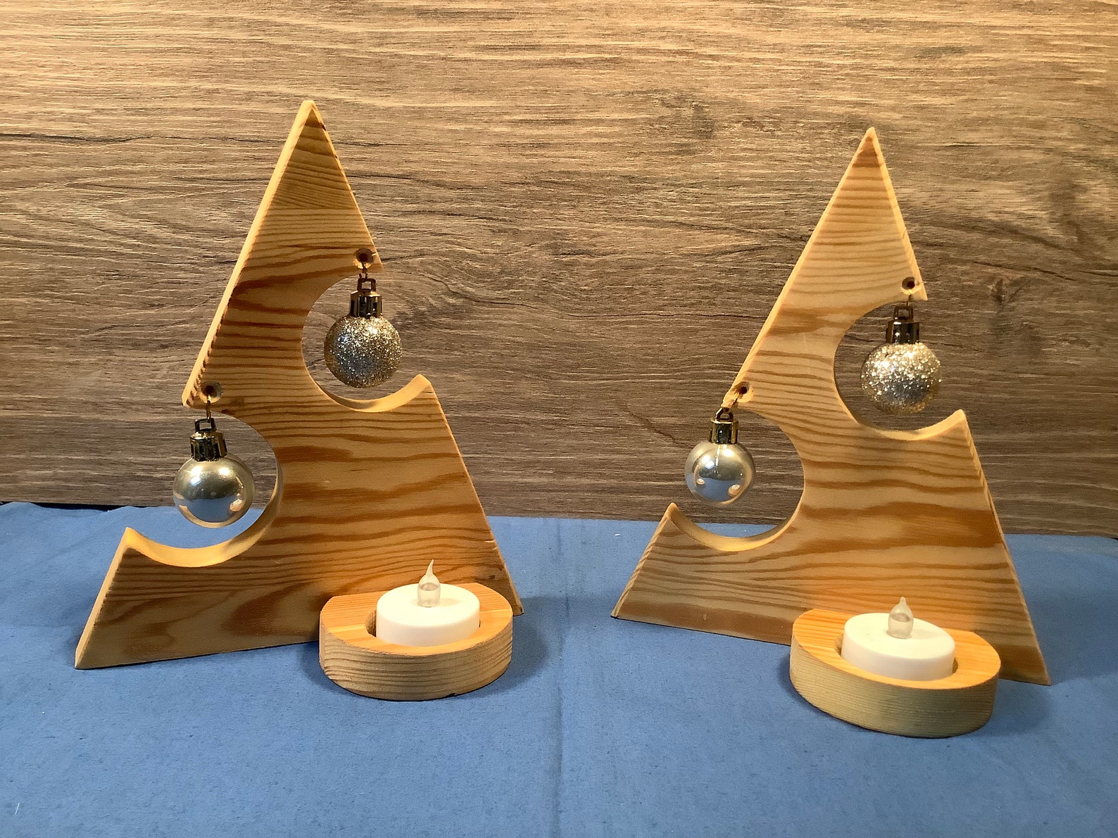 Wooden Christmas Tree With Battery Operated Tea Light - Etsy